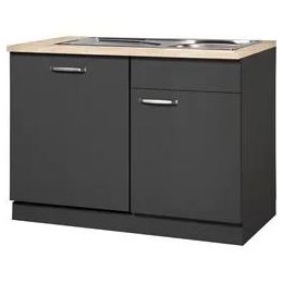 Wiho-K&uuml;chen Sp&uuml;lenschrank WIHO K&Uuml;CHEN "Michigan", grau (front und korpus: anthrazit, arbeitsplatte: sonoma eiche), B:110cm H:85cm T:60cm, Schr&auml;nke, Sp&uuml;lenschrank
