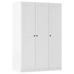 Dreht&uuml;renschrank Rauch "Kleiderschrank Schrank Garderobe Ankleide Schlafzimmerschrank YLVA", wei&szlig;, B:135cm H:197cm T:54cm, Holzwerkstoff, Schr&auml;nke, Dreht&uuml;renschrank, skandinavischer Style mit Rahmenfront und Knopfgriffen MADE IN GERMANY