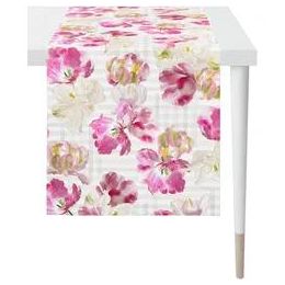 Tischl&auml;ufer Apelt "6405 SPRINGTIME, Fr&uuml;hjahrsdeko, Fr&uuml;hling", rosa (wei&szlig;, rosa, natur), B:48cm L:140cm, Baumwolle, Polyester, Tischdecken, Digitaldruck