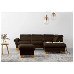 Ecksofa Home Affaire "Lindgren L-Form", braun (mocca), B:249cm H:84cm T:217cm, 100% Polyester, Sofas, Ecksofa, wahlweise mit TV-Funktion, Stauraum und Kopfteilverstellung