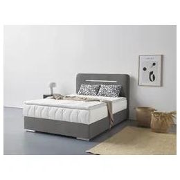 Boxbett COTTA "Lighstar", grau, B:146cm L:207cm, Komplettbetten, Boxspringbett, inklusive LED-Beleuchtung, Topper, Bettkasten und Zierkissen
