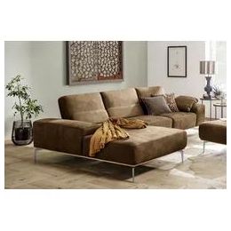 Ecksofa W.Schillig "run, Designsofa mit tollem Sitzkomfort, bequem, L-Form", braun (chocolate s37), B:319cm H:88cm T:178cm, Longlife Xtra-Leder Z73: Naturwalkleder der Luxusklasse aus den erlesensten Rohh&auml;uten. Hautst&auml;rke 1, 1 &ndash; 1, 3 mm;ROHLEDER Jacquard-Flachgewebe Q2 W60 (63% Polyester, 37% Polyacryl);ROHLEDER Chenille-Flachgewebe Q2 W77 (68% Polyacryl, 32% Polyester);Stoff S37 (100% Polyester),