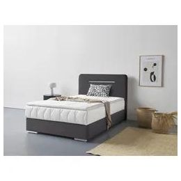 Boxbett COTTA "Lighstar", grau (anthrazit), B:126cm L:207cm, Komplettbetten, Boxspringbett, inklusive LED-Beleuchtung, Topper, Bettkasten und Zierkissen