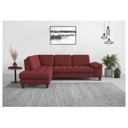 Sit & More Ecksofa SIT & MORE "Westham L-Form", rot (bordeaux), B:261cm H:88cm T:179cm, 100% Polyester, Sofas, Ecksofa, mit Ottomane, mit oder ohne Bettfunktion, Bettkasten, Verstellung