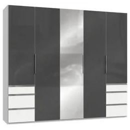 Kleiderschrank wimex "Level by fresh to go", wei&szlig; (wei&szlig;, grauglas), B:250cm H:216cm T:58cm, Schr&auml;nke, Kleiderschrank Dreht&uuml;renschrank, mit Glas-und Spiegelt&uuml;ren