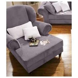 XXL-Sessel Home Affaire "King Henry, Sessel, Ohrensessel, Relaxsessel, Big Sessel, Breite 121cm", grau (anthrazit), B:121cm H:111cm T:107cm, Luxus-Microfaser (100% Polyester);Samtcord &raquo;Ribbon&laquo; (88% Polyester 12% Polyacryl), Sessel, XXL-Sessel, mit Federkern, in legerer Polsterung und losen Kissen