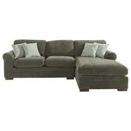 Ecksofa Home Affaire "Broughton L-Form", gr&uuml;n, B:279cm H:92cm T:178cm, 100% Polyester, Sofas, Ecksofa, weicher Sitzkomfort, incl. 4 Zierkissen, Keder