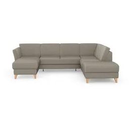 Sit & More Wohnlandschaft SIT & MORE "Visby U-Form", braun (latte), B:303cm H:87cm T:213cm, Sofas, Wohnlandschaft, wahlweise mit Bettfunktion und Stauraum, frei im Raum stellbar