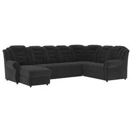 Wohnlandschaft Home Affaire "Boston U-Form", schwarz, B:333cm H:102cm T:216cm, 100% Polyester, Sofas, Wohnlandschaft, mit hoher R&uuml;ckenlehne, wahlweise mit Bettfunktion & Stauraum