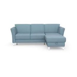 Sit & More Ecksofa SIT & MORE "Visby L-Form", blau (hellblau), B:248cm H:87cm T:162cm, Sofas, Ecksofa, wahlweise mit Bettfunktion und Bettkasten, frei im Raum stellbar