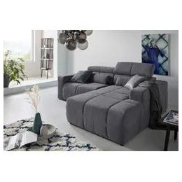 Ecksofa DOMO collection "Brandon, inkl. Kopfteilverstellung, B/T/H: 214/100/80 cm, L-Form", grau, B:214cm H:80cm T:175cm, 92% Polyester 8% Nylon, Sofas, Ecksofa, Mit Kopfteilverstellung, auch in Leder und Cord, L-Form