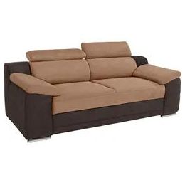 Sit & More 3-Sitzer SIT & MORE "Xenia", braun (dunkelbraun, braun), B:200cm H:94cm T:96cm, Struktur (100% Polyester);Kunstleder SOFTLUX;Flachgewebe (100% Polyester), Sofas
