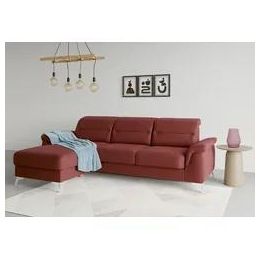 Sit & More Ecksofa SIT & MORE "Sinatra L-Form", rot (bordeaux), B:258cm H:85cm T:170cm, 100% Polyester, Sofas, Ecksofa, mit Recamiere, optinal mit Kopfteilverstellung und Armteilfunktion