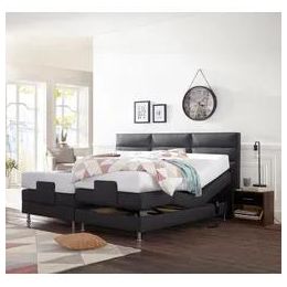 Boxbett, grau (anthrazit), B:104cm L:210cm, Box und Kopfteil: Feinstrukturstoff (77% Polyester und 23% Viskose);Bezug der Obermatratze: 100% Polyester, Westfalia Schlafkomfort, Komplettbetten, Boxspringbett, mit Motor in diversen Ausf&uuml;hrungen