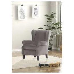 Ohrensessel GUTMANN FACTORY, grau, B:83cm H:102cm T:87cm, 100% Polyester, Sessel, Ohrensessel