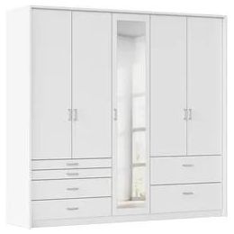 Dreht&uuml;renschrank Rauch "Kleiderschrank Schrank Garderobe W&auml;scheschrank WILDBERG", wei&szlig; (alpinwei&szlig;), B:230cm H:212cm T:58cm, Holzwerkstoff, Schr&auml;nke, Dreht&uuml;renschrank, mit 6 Schubladen, obere Schublade mit Holz-Einteilung MADE IN GERMANY