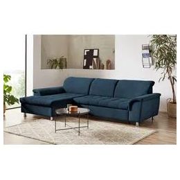 Ecksofa DOMO collection "Franzi, zeitlos und elegant, moderne Sitzheftung, L-Form", blau (dunkelblau), B:279cm H:81cm T:162cm, Sofas, Ecksofa, wahlweise mit Kopfteilverstellung (dann Tiefe: 170 cm)