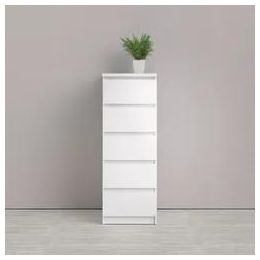 Highboard Inosign "Naia, Hochkommode, 5 Schubladen, Aufbewahrung, grifflose Front", wei&szlig; (wei&szlig;, hochglanz), B:40,4cm H:111,3cm T:50cm, Spanplatte, Sideboards, Highboard, Modern, skandinavisches Design, Schmal, in mehrere Farben