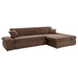 Ecksofa DOMO collection "NMoric XXL, B/T/H: 300/172/80cm, L-Form", braun, B:300cm H:80cm T:172cm, Chenille (85% Polyester, 15% Acryl);Luxus-Microfaser (100% Polyester);Struktur ( 100% Polyester);Microfaser PRIMABELLE (100% Polyester), Sofas, Ecksofa, wahlweise mit Bettfunktion und Armlehnverstellung, Topseller