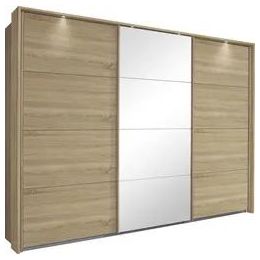 Schwebet&uuml;renschrank Rauch "Kleiderschrank Schrank Garderobe Schlafzimmerschrank TUBONA", braun (struktureichefarben hell), B:278cm H:214cm T:64cm, Holzwerkstoff, Schr&auml;nke, Schwebet&uuml;renschrank Kleiderschrank, mit umfangreicher Innenausstattung und Passepartout MADE IN GERMANY