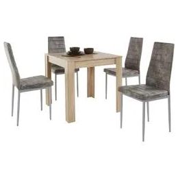 Essgruppe OTTO HOME, grau (eichefarben, hellgrau), B:80cm, Sitzm&ouml;bel-Sets, Essgruppe, Tischgruppe f&uuml;r kleine R&auml;ume