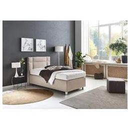 Boxspringbett, beige (feinstrukturstoff sand), Ohne Topper, Liegefl&auml;che B/L: 90cm x 200cm, H3, 5-Zonen-Tonnentaschen-Federkernmatratze, Bezug Unterbox und Kopfteil: Feinstrukturstoff (77% Polyester, 23% Viskose);Bezug Obermatratze 100% Polyester, waschbar bis 60C, Westfalia Schlafkomfort, Komplettbetten, Boxspringbett, in diversen Ausf&uuml;hrungen