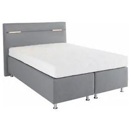 Boxspringbett, grau (strukturstoff grau), mit LED-Beleuchtung, Liegefl&auml;che B/L: 140cm x 200cm, H2 + H2, Bonnell-Federkernmatratze, Bezug Unterbox und Kopfteil: Strukturstoff (77% Polyester und 23% Viskose);Bezug Obermatratze 100% Polyester, waschbar bis 60C, Westfalia Schlafkomfort, Komplettbetten, Boxspringbett, wahlweise mit LED-Beleuchtung