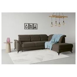 Sit & More Ecksofa SIT & MORE "Sinatra L-Form", braun (espresso), B:251cm H:85cm T:220cm, 90% Polyester, 10% Polyamid, Sofas, Ecksofa, mit Ottomane, optional mit Kopfteilverstellung und Armteilfunktion