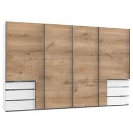 Schwebet&uuml;renschrank wimex "Level by fresh to go", wei&szlig; (wei&szlig;, plankeneichefarben), B:350cm H:216cm T:65cm, Schr&auml;nke, Schwebet&uuml;renschrank, mit Synchron&ouml;ffnung