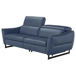 2,5-Sitzer Egoitaliano "Dafne, elegantes Designsofa mit hohem Sitzkomfort", blau (tide), B:208cm H:97cm T:108cm, Leder &raquo;BULL&laquo; (echtes Rindsleder). Geschliffenes, pigmentiertes und behandeltes Rindsleder mit einer Dicke von 1, 3-1, 5 mm. Dieses Leder zeigt eine ziemlich weiche Hand mit einem halb undurchsichtigen Aussehen. Es handelt sich um ein gesch&uuml;tztes Leder. Eine leichte Deckschicht sch&uuml;tzt s