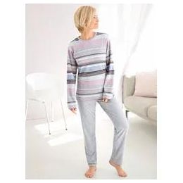 Schlafanzug Normann, Damen, Gr. 44/46, grau (grau, meliert), 80% Baumwolle, 20% Polyester, Homewear-Sets Schlafanzug