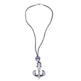 Lange Kette "Merle", Damen, Gr. onesize, PTFE-Kunststoff, blau, Collezione Alessandro, Basic, Halsketten, mit Ankeranh&auml;nger und Rindslederband