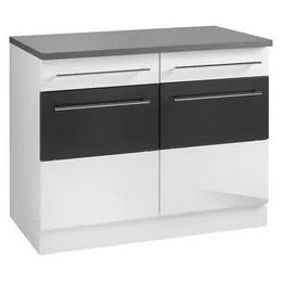 Unterschrank KOCHSTATION "KS-Trient", grau (wei&szlig;, anthrazit hochglanz), B:100cm H:85cm T:60cm, Schr&auml;nke, Unterschrank, 100 cm breit