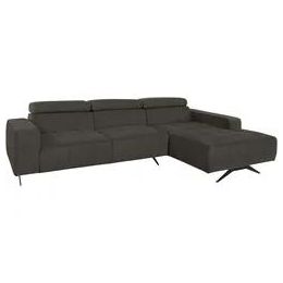 Ecksofa DOMO collection "Trento L-Form, mit Kufenfu&szlig; oder Einzelfu&szlig;", braun (espresso), B:287cm H:79cm T:175cm, 92% Polyester, 8% Nylon, Sofas, Ecksofa, wahlweise mit Kopfteilverstellung, Recamiere links/rechts bestellbar