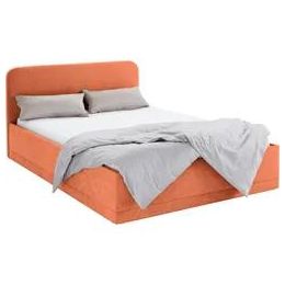 Polsterbett, orange (terrafarben), B:150cm L:210cm, Bezug Bett: wahlweise Microfaser (100% Polyester), Strukturstoff (77% Polyester, 23% Viskose) oder Kunstleder;Bonnell-Federkernmatratze: Mischgewebe (51% Polyprophlen, 39% Polyester, 10% Baumwolle);Kaltschaummatratze: Frottee (100% Polyester), Bezug abnehm- und waschbar bis 60C, Westfalia Schlafkomfort, Betten, Polsterbett, inkl. Bettkasten bei A