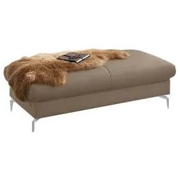 Polsterhocker W.Schillig "piedroo, Designsofa mit tollem Sitzkomfort, bequem, L-Form", braun (stone z59), B:141cm H:42cm T:70cm, Longlife Xtra-Leder Z59: Glattleder mit modischer Pr&auml;gung. Hautst&auml;rke 0, 9 - 1, 1 mm, Hocker, Polsterhocker, F&uuml;&szlig;e in Silber matt