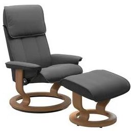 Relaxsessel stressless "Admiral", grau (grau batick), B:78cm H:98cm T:73cm, Leder BATICK: BATICK ist ein leicht korrigiertes, durchgef&auml;rbtes und genarbtes M&ouml;belleder, bei dem die meisten Unebenheiten und Spuren in der Regel entfernt wurden., Sessel, Relaxsessel, mit Classic Base, Gr&ouml;&szlig;e M & L, Gestell Eiche