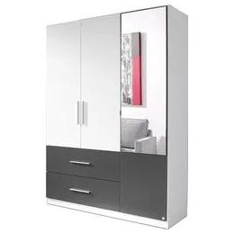Kleiderschrank Rauch "Dreht&uuml;renschrank Schrank Garderobe W&auml;scheschrank Schlafzimmer ALVOR", schwarz-wei&szlig; (wei&szlig;, graumetallic), B:136cm H:197cm T:54cm, Holzwerkstoff, Schr&auml;nke, Kleiderschrank Dreht&uuml;renschrank, erh&auml;ltlich optional mit Spiegel, 2 gro&szlig;e Schubladen MADE IN GERMANY