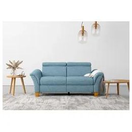 2,5-Sitzer Home Affaire "Lindgren", blau (eisblau), B:185cm H:84cm T:93cm, 100% Polyester, Sofas, wahlweise mit TV-Funktion, links oder beidseitig, Kopfteilverstellung