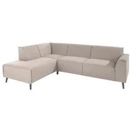 Ecksofa DOMO collection "Amora, inkl. Federkern f&uuml;r mehr Sitzkomfort, Breite 263cm, L-Form", beige, B:263cm H:81cm T:191cm, Struktur (100% Polyester);Struktur grob (100% Polyester);Luxus-Microfaser (100% Polyester), Sofas, Ecksofa, Komfortsitzh&ouml;he 47 cm, Fu&szlig;h&ouml;he passend f&uuml;r g&auml;ngige Saugroboter