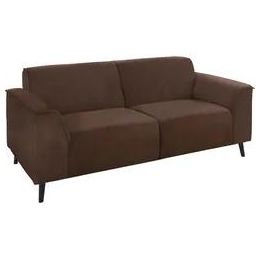 2,5-Sitzer DOMO collection "Amora inklusive komfortablen Federkern f&uuml;r mehr Sitzkomfort", braun (dunkelbraun), B:193cm H:81cm T:90cm, Struktur (100% Polyester);Struktur grob (100% Polyester);Luxus-Microfaser (100% Polyester), Sofas, Fu&szlig;h&ouml;he passend f&uuml;r g&auml;ngige Saugroboter