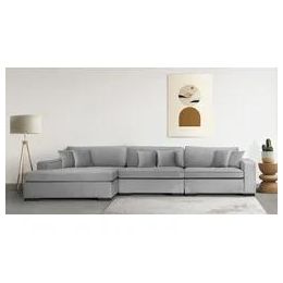 Sofa-Eckelement Home Affaire "Skara XXL L-Form", grau, B:400cm H:86cm T:190cm, 100% Polyester, Polsterelemente, Lounge-Sofa XXL mit Federkern-Polsterung, in vielen Bezugsvarianten