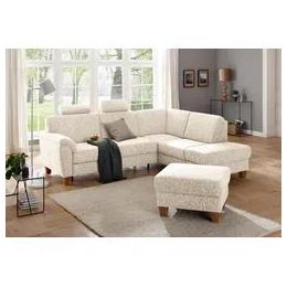 Ecksofa Home Affaire "Alta L-Form", beige (natur), B:250cm H:89cm T:201cm, Struktur ( 100% Polyester);Struktur fein ( 100% Polyester);Luxus-Microfaser ALTARA NUBUCK (100% Polyester), Sofas, Ecksofa, mit Federkern und Kontrastnaht, F&uuml;&szlig;e Buche eichefarben