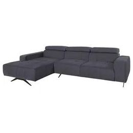 Ecksofa DOMO collection "Trento L-Form, mit Kufenfu&szlig; oder Einzelfu&szlig;", grau (dunkelgrau), B:287cm H:79cm T:175cm, 92% Polyester, 8% Nylon, Sofas, Ecksofa, whlw. verstellbare Kopfteile, passend f&uuml;r g&auml;ngige Saugroboter