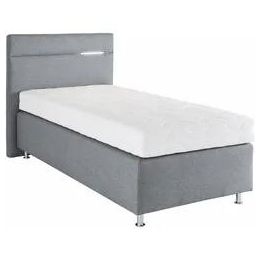 Boxspringbett, grau (strukturstoff grau), mit LED-Beleuchtung, Liegefl&auml;che B/L: 100cm x 200cm, H2, 7-Zonen-Kaltschaummatratze, Bezug Unterbox und Kopfteil: Strukturstoff (77% Polyester und 23% Viskose);Bezug Obermatratze 100% Polyester, waschbar bis 60C, Westfalia Schlafkomfort, Komplettbetten, Boxspringbett, wahlweise mit LED-Beleuchtung