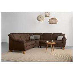 Ecksofa Home Affaire "Caldera L-Form", braun (dunkelbraun), B:270cm T:250cm, 100% Polyester, Sofas, Ecksofa, Federkern, wahlweise mit Kopfteilverstellung, Bettfunktion, Bettkasten