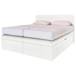 Boxspringbett, wei&szlig;, B:195cm L:212cm, Box und Kopfteil: Microvelours (100% Polyester) oder Kunstleder (Polyurethan);Bezug der Obermatratze: 100% Polyester, Westfalia Schlafkomfort, Komplettbetten, Boxspringbett, wahlweise mit Bettkasten
