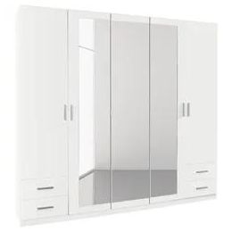 Dreht&uuml;renschrank Rauch "Dreht&uuml;renschrank Schrank Garderobe W&auml;scheschrank Schlafzimmer FLEXX", wei&szlig;, B:225cm H:210cm T:54cm, Holzwerkstoff, Schr&auml;nke, Dreht&uuml;renschrank, mit 4 Schubk&auml;sten