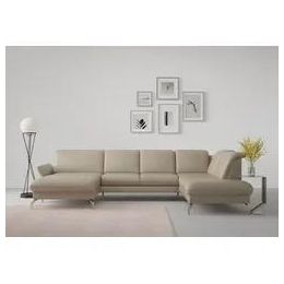 Sit & More Wohnlandschaft SIT & MORE "Fashion U-Form", beige, B:338cm H:84cm T:207cm, Sofas, Wohnlandschaft, wahlweise mit Kopfteilverstellung, Vorziehsitz, motorisch, Nickelf&uuml;&szlig;e