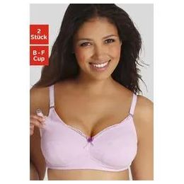 Still-BH Petite Fleur, Damen, Gr. 75, Cup C, lila (flieder, wei&szlig;), Jersey, Obermaterial: 95% Baumwolle, 5% Elasthan, Basic, BHs BH BH-Set Still-BH W&auml;sche Mieder-BH B&uuml;gelloser-BH, ohne B&uuml;gel, mit aufhakbaren Clips